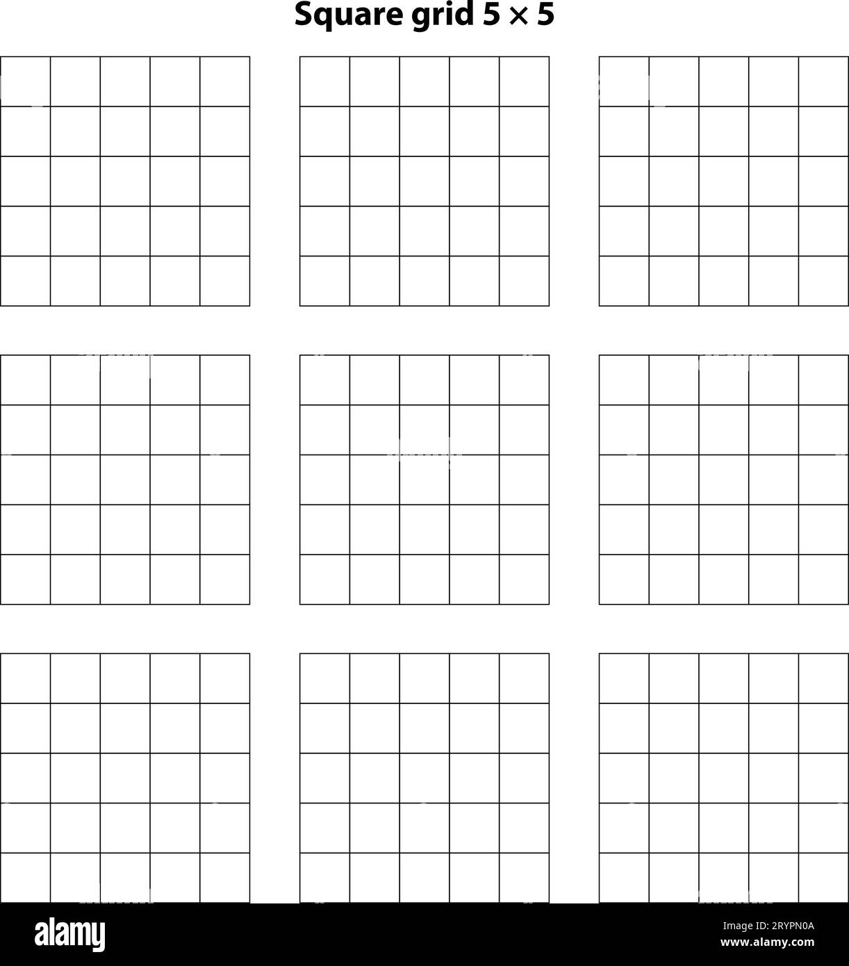Square grid with 5 by 5 squares, grid blue and black color vector ...