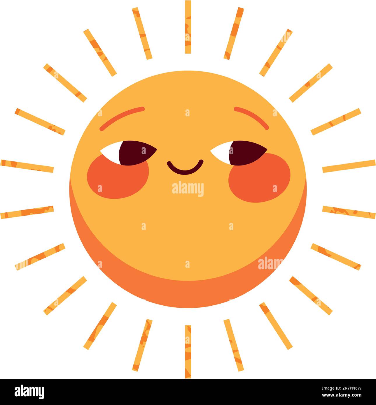 Sun character in cute style, face with a sticker. Sunshine with a smile ...