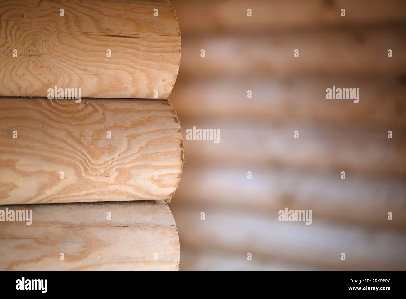 Natural background pattern of log wall. Construction of houses made of ...