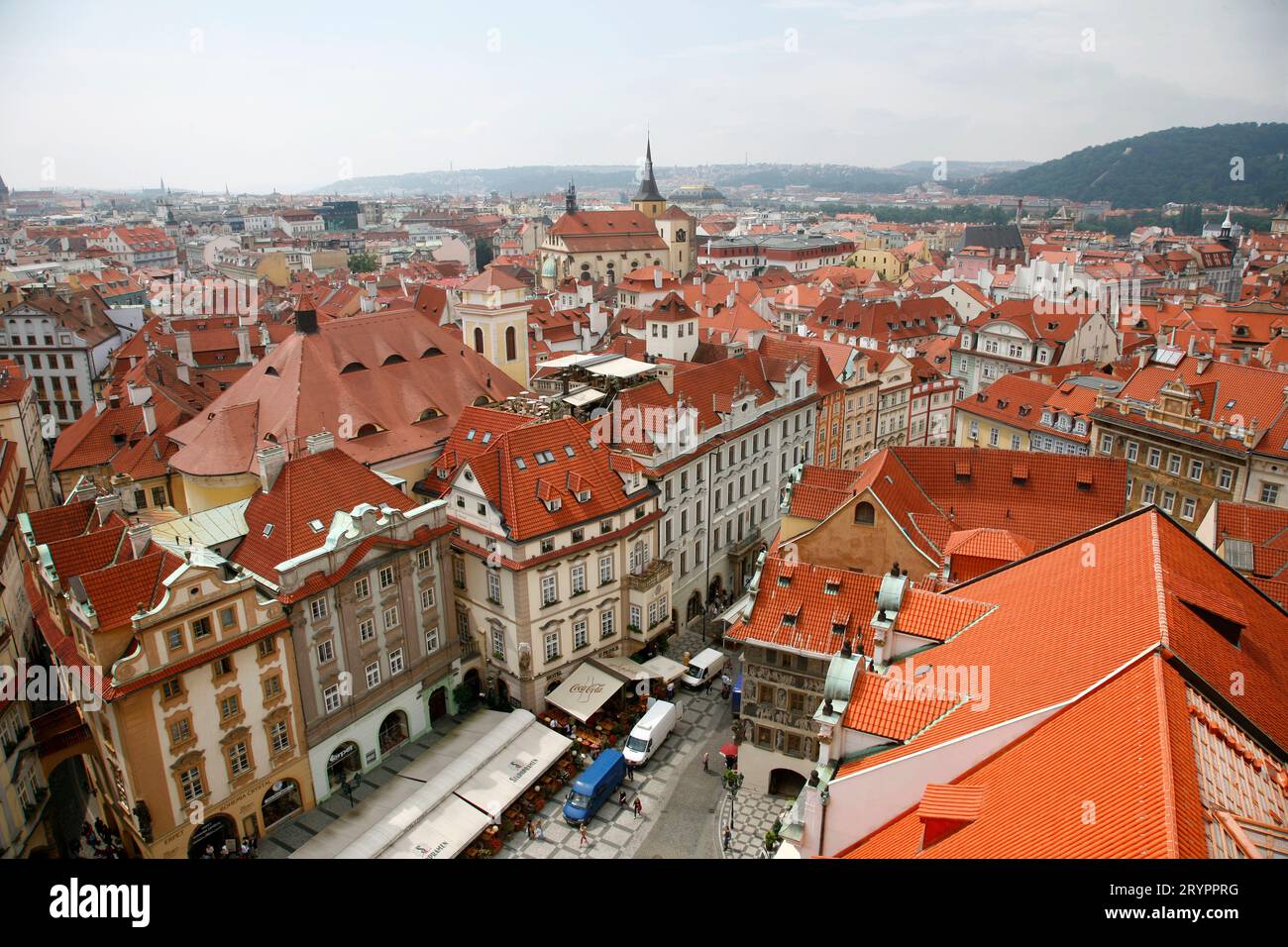 View over the Old Town hall and the city rooftops, Stare Mesto, Prague ...