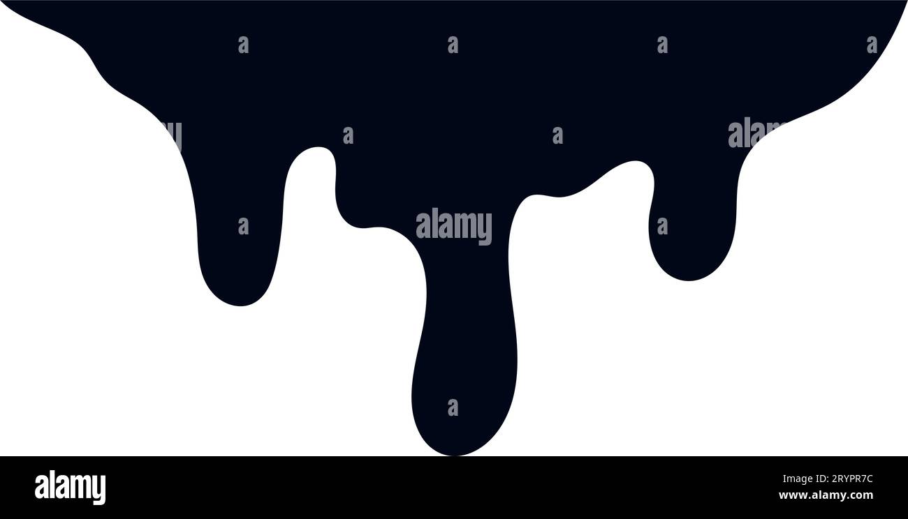 Black melt drips. Current paint or blood drop, oil flow, liquid caramel ...