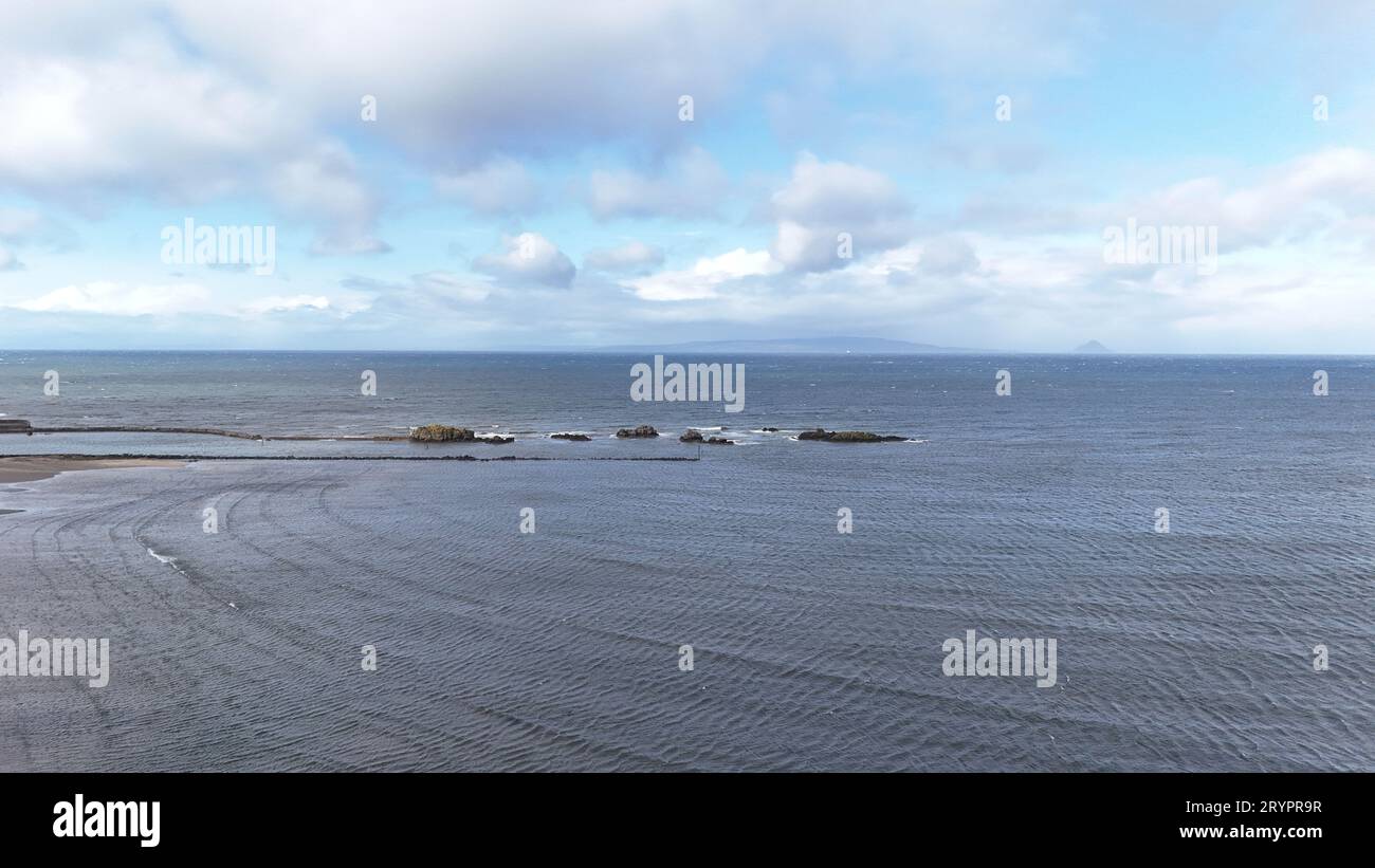 An aerial view of the Maidens, Ayrshire, Scotland, showcasing the vast ...