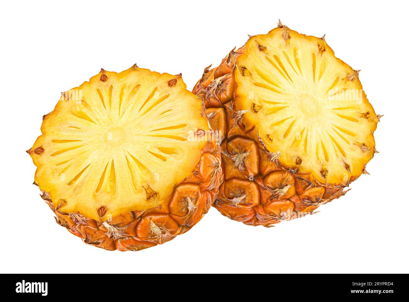 Sliced pineapple isolated on white background, full depth of field ...