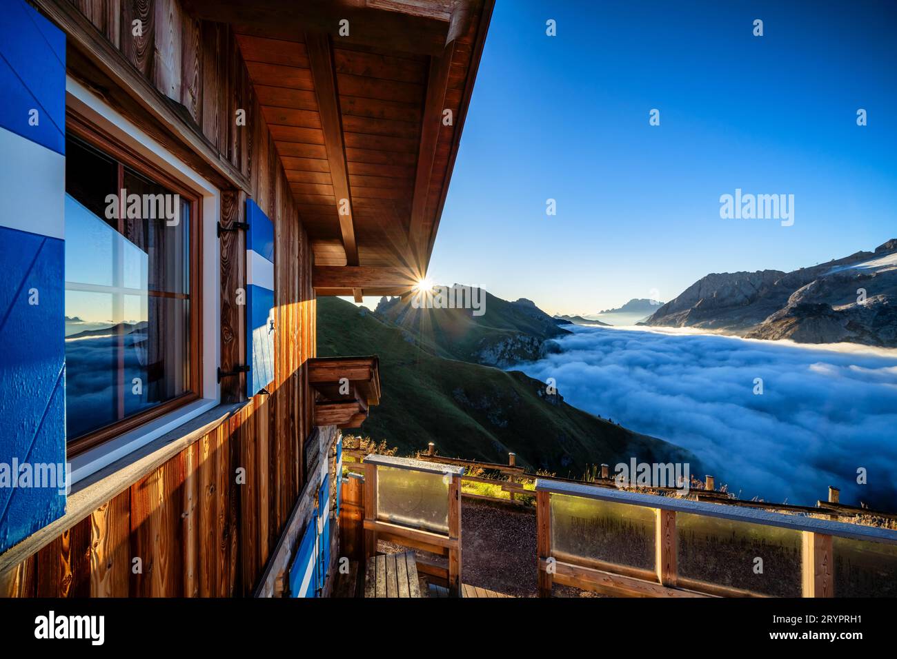 Morning at Rifugio Viel Dal Pan while hiking on Alta Via 2 near Canazei ...