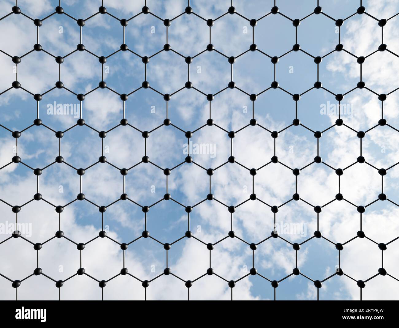 3D render of a molecular model of a graphene sheet against a backdrop ...