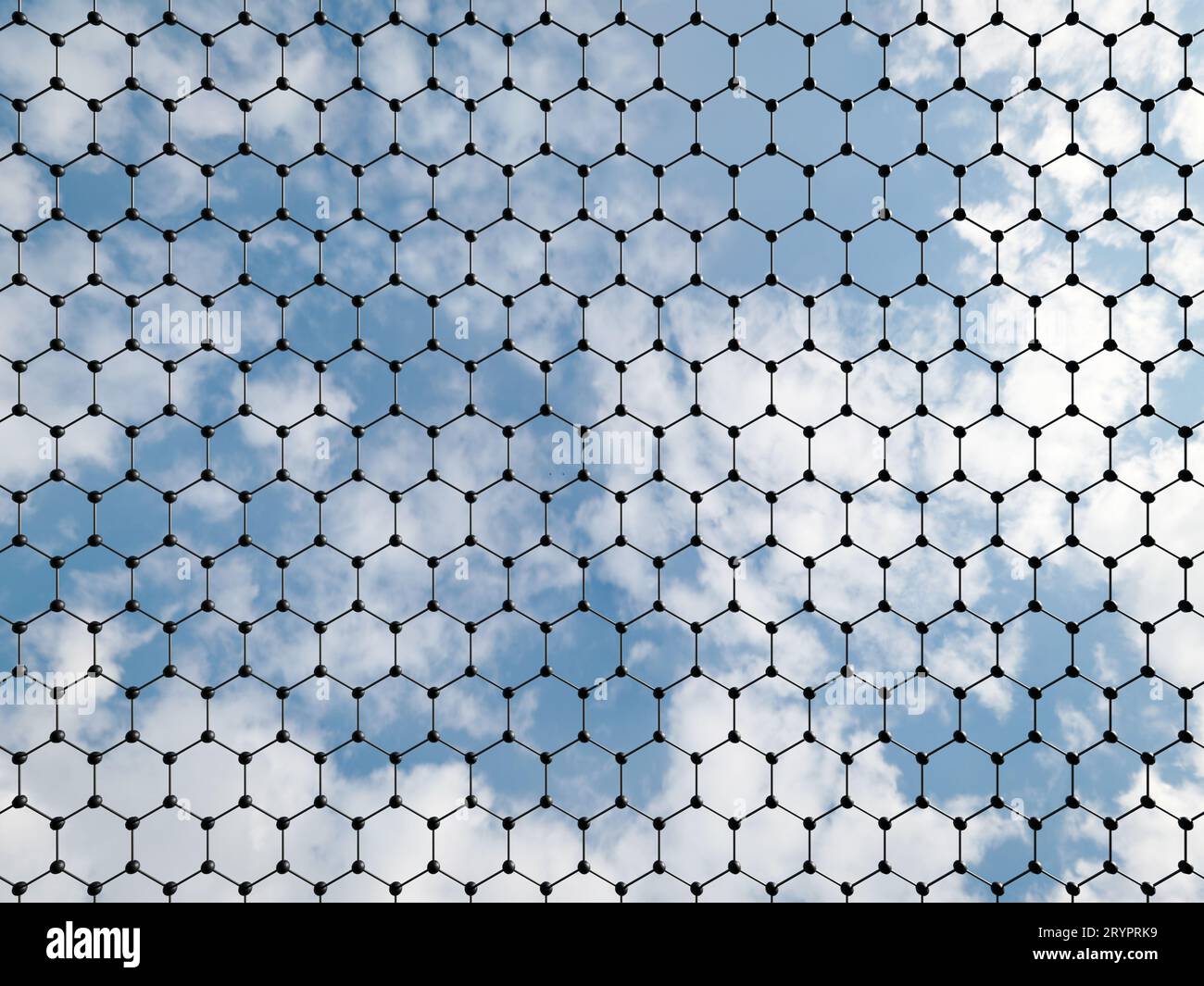 3D render of a molecular model of a graphene sheet against a backdrop ...