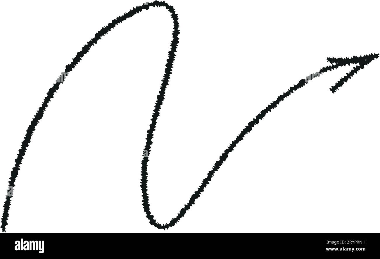 Doodle emphasis arrow icon. Design quirky twist zigzag line, spring ...