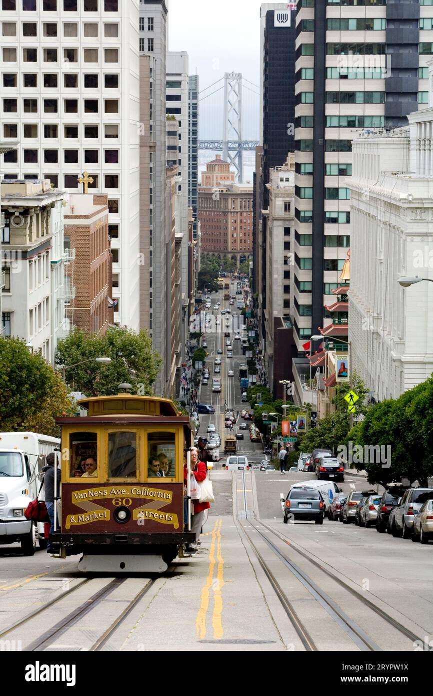 Cable car san francisco california street people cars hi-res stock ...