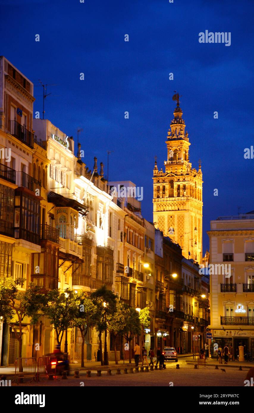 night scene in Seville, Spain Stock Photo - Alamy