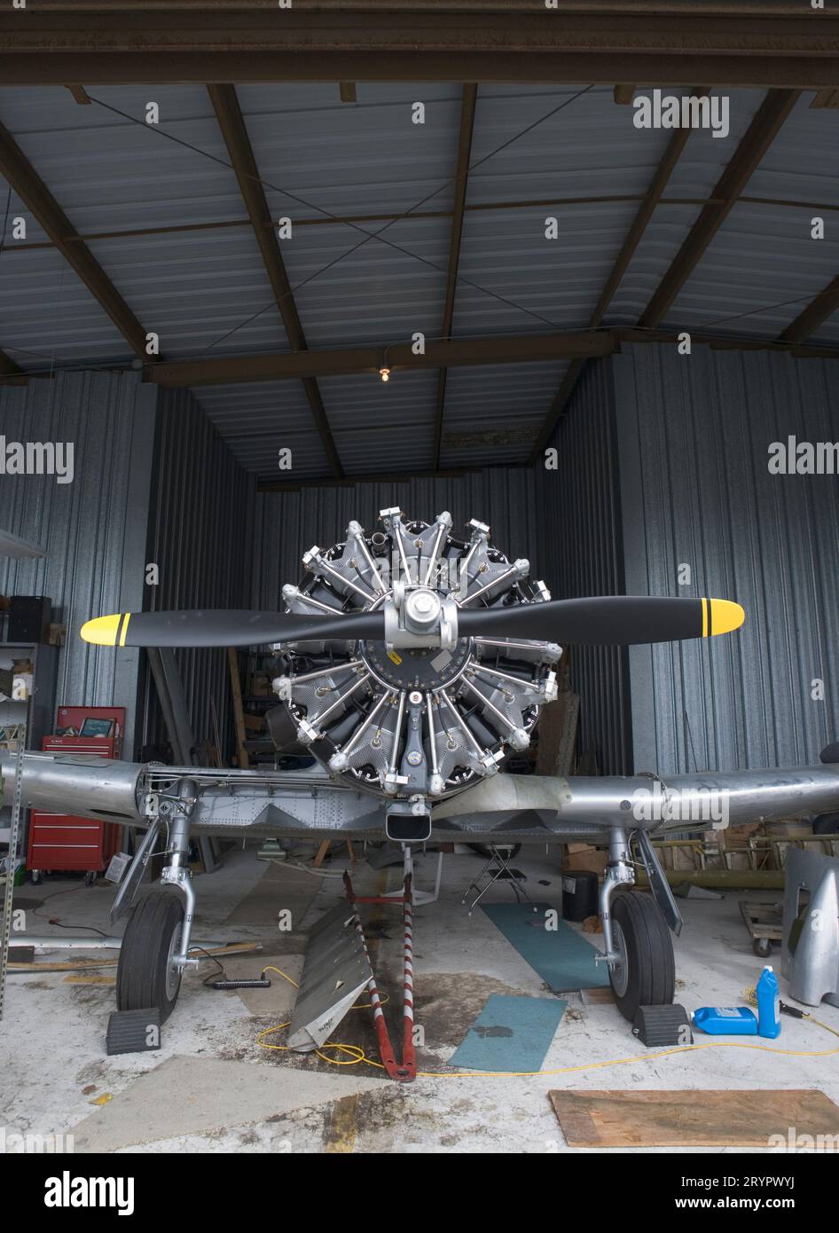 Front view of airplane radial engine Stock Photo - Alamy
