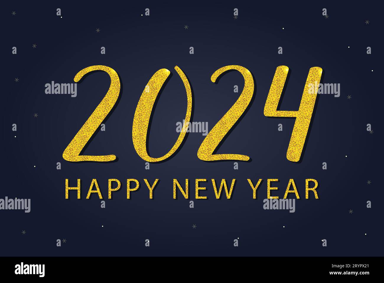 Happy New Year Post Card. 2024 golden handwritten calligraphic numbers ...