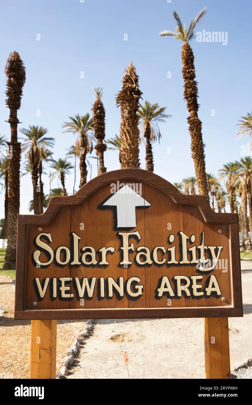 Solar facility viewing area sign, Furnace Creek, Death Valley National ...