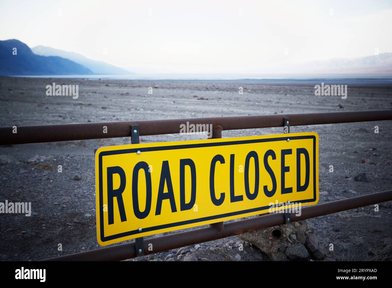 Road Closed sign in the desert. Death Valley National Park, California ...