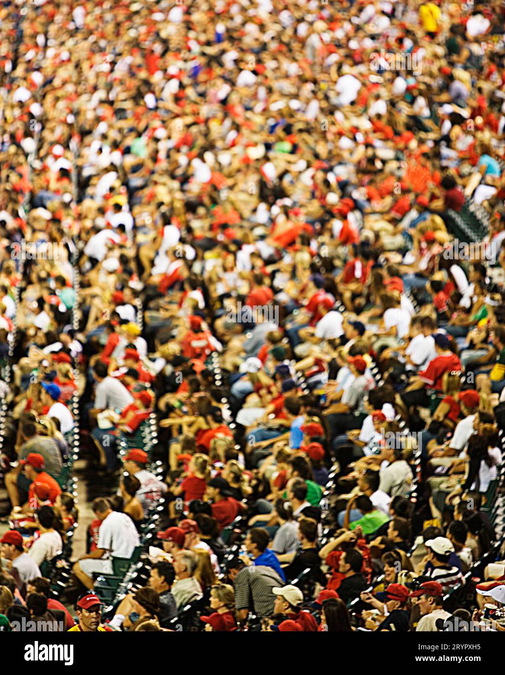 High angle view of baseball fans at the Angel Stadium of Anaheim ...