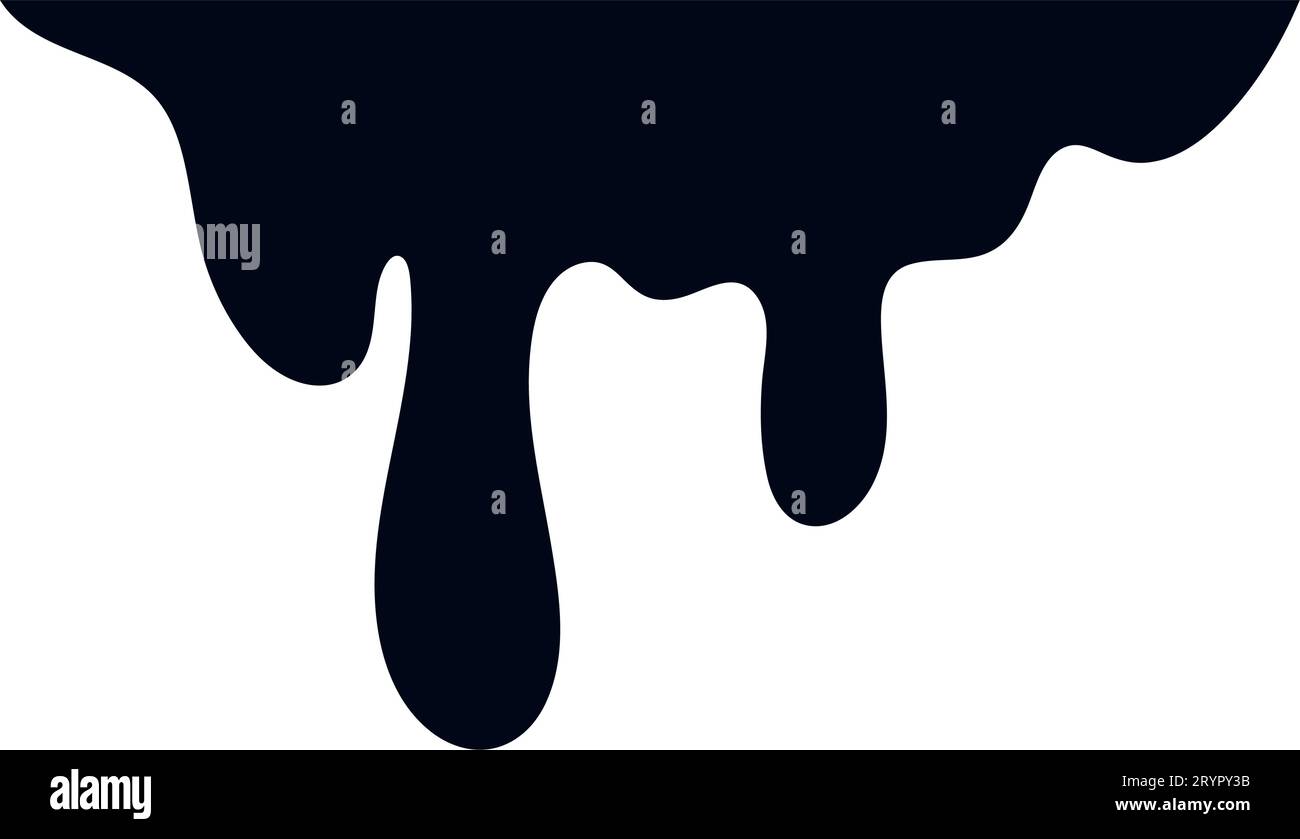 Black melt drips. Current paint or blood drop, oil flow, liquid caramel ...