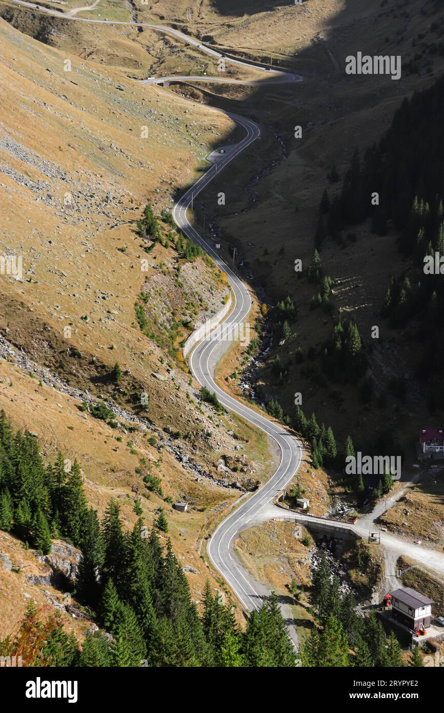 Transfăgărășan (DN7C) an empty paved highway road with national-road ...