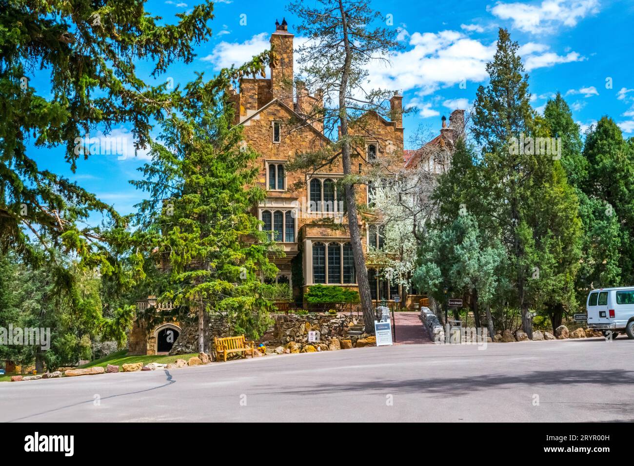 An 1800s Tudor style castle hotel in Colorado Springs, Colorado Stock ...