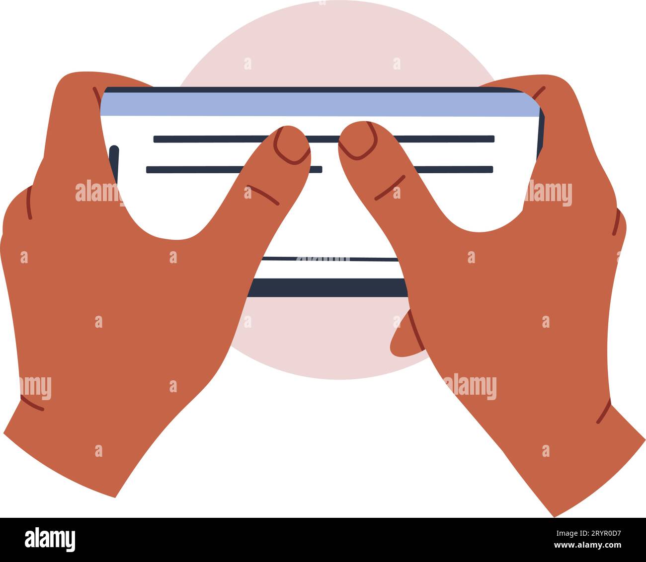 hands holding phone. Scrolling smartphone, app mail, application photo. cellphone camera. Flat ...