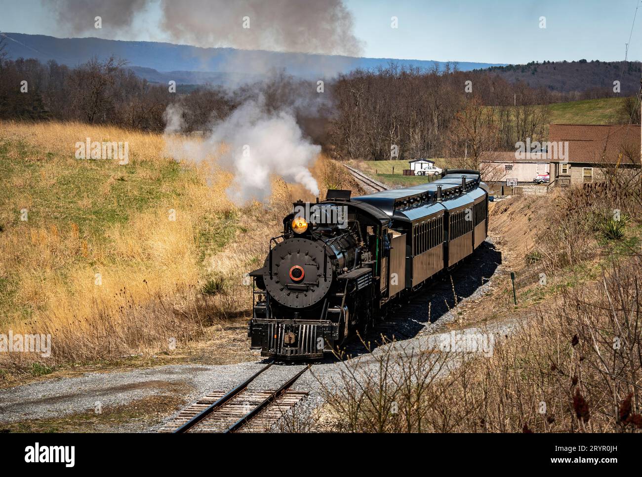 A Front and Slightly Above View of an Approaching Restored Narrow Gauge ...
