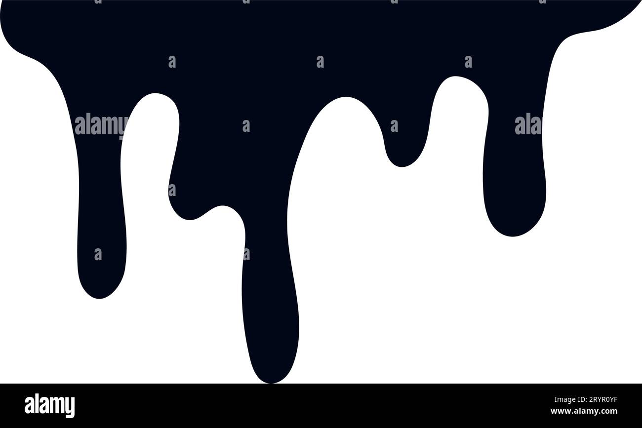 Black melt drips. Current paint or blood drop, oil flow, liquid caramel ...