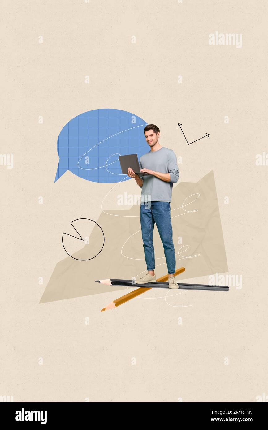 Collage magazine of handsome man student solving homework analyzing ...