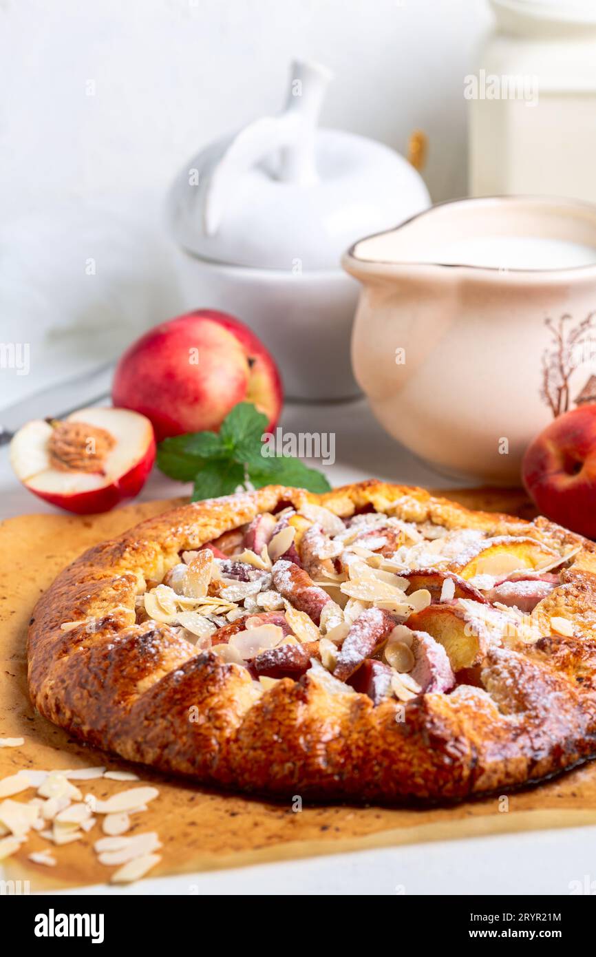 Peach galette pie cake hi-res stock photography and images - Alamy