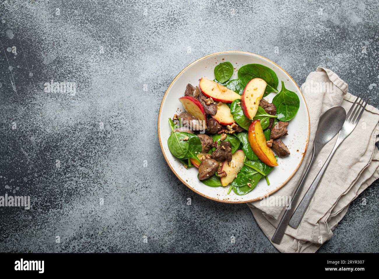Healthy Salad with Iron Rich Ingredients Chicken Liver, Apples, Fresh ...