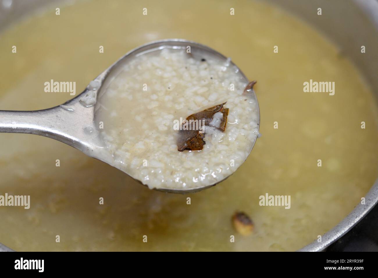 Pigeon rice soup or Shorbet hamam, an Egyptian soup prepared by boiling ...