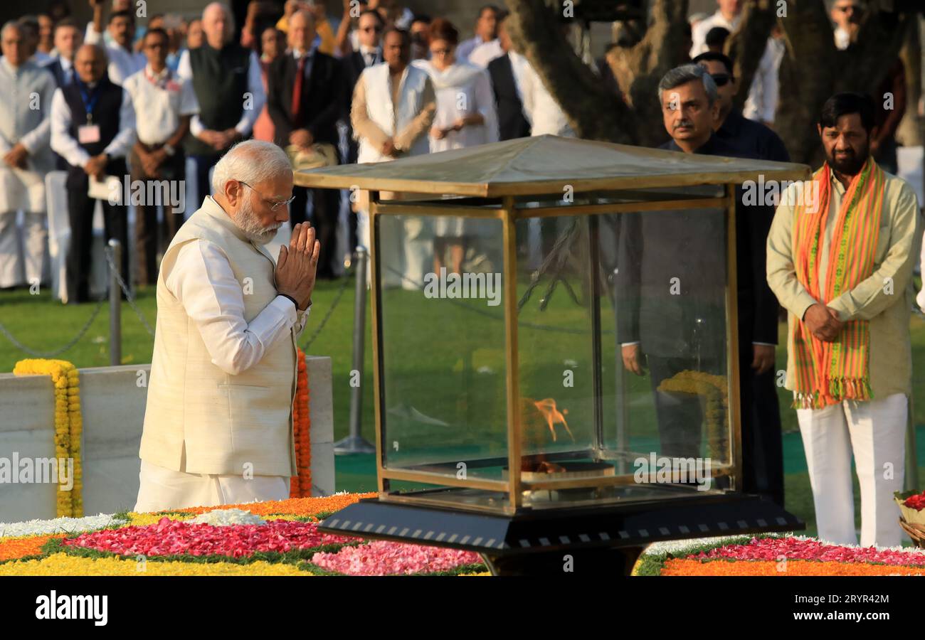 New Delhi, India. 02nd Oct, 2023. Prime Minister Narendra Modi pays his ...