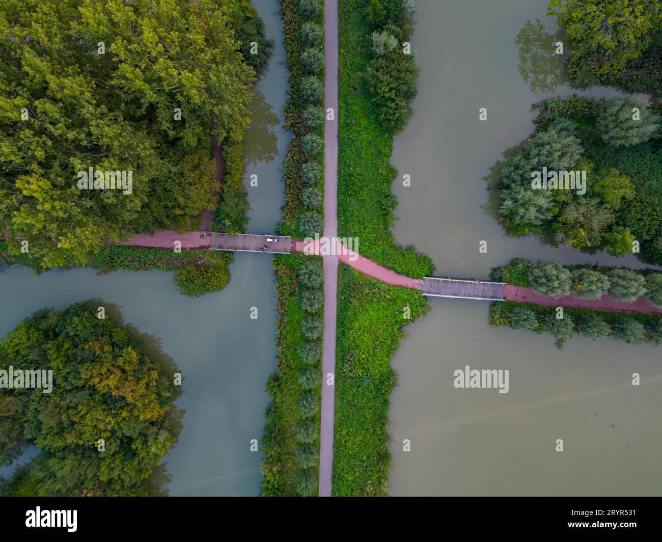 An aerial shot of a bike lane in Wilhelminapark Stock Photo - Alamy