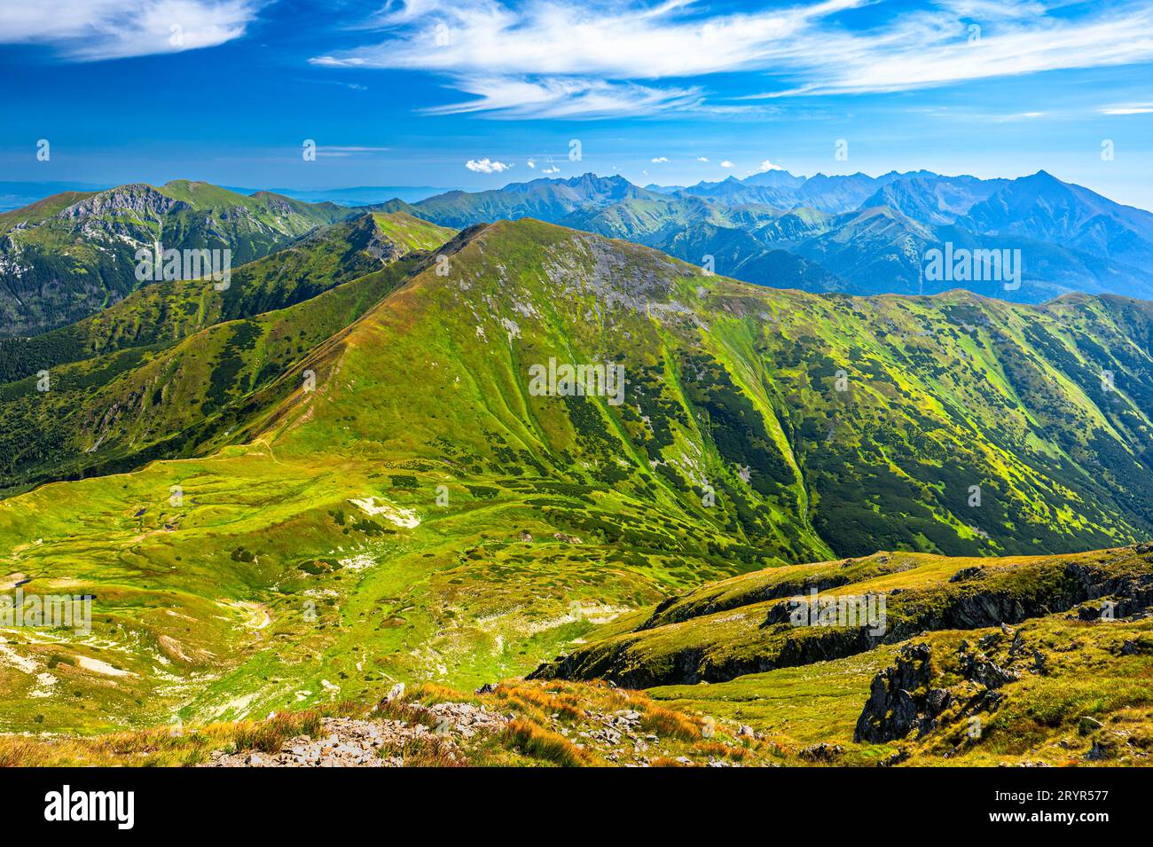 Panorama of the High Tatras from the mount Bystra Stock Photo - Alamy