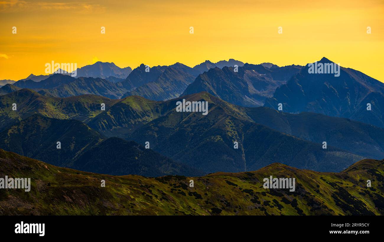 Panorama of the High Tatras from the mount Bystra Stock Photo - Alamy