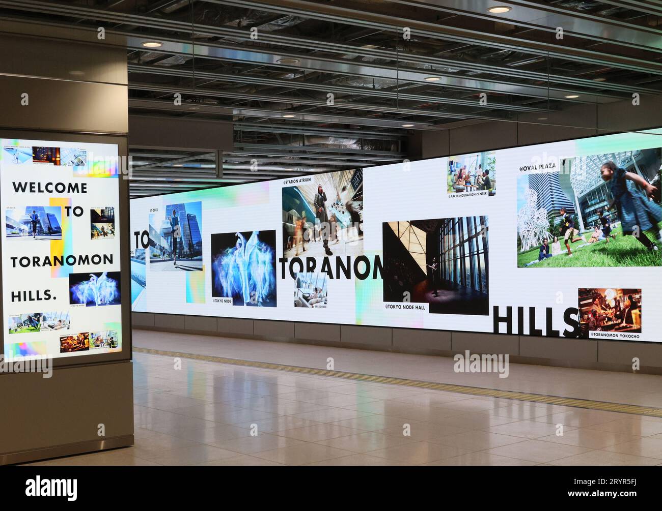 Tokyo, Japan. 2nd Oct, 2023. Digital signages are displayed at the ...