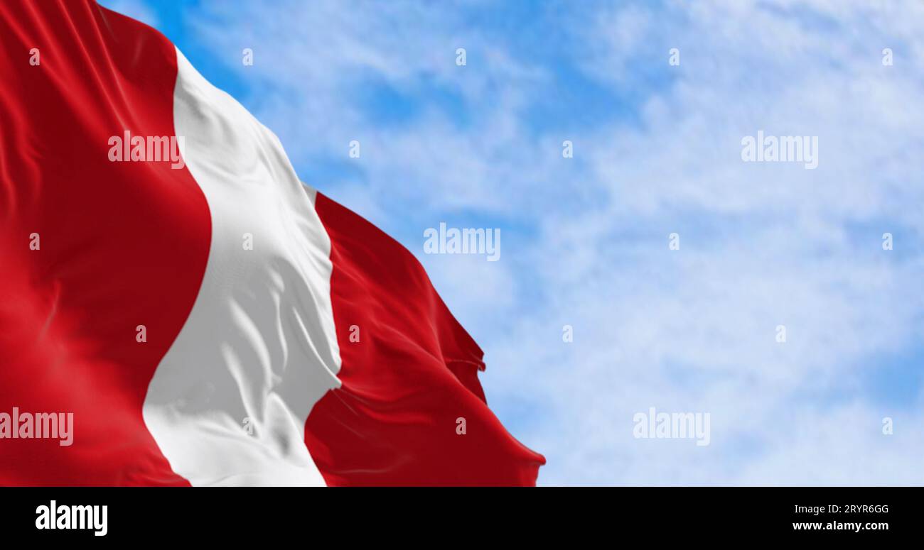 Close-up view of the Peru national flag waving in the wind Stock Photo ...