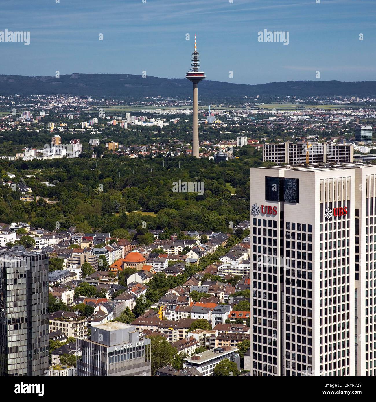 City view with the TV Tower and the Opera Tower from the Maintower ...