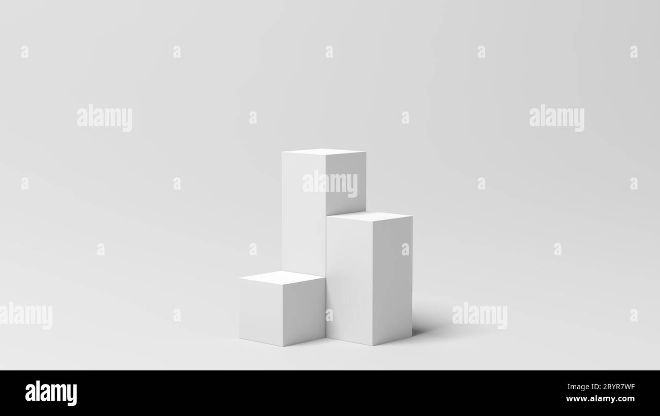 Product display. Display plinths. Stand. White color. 3d illustration ...