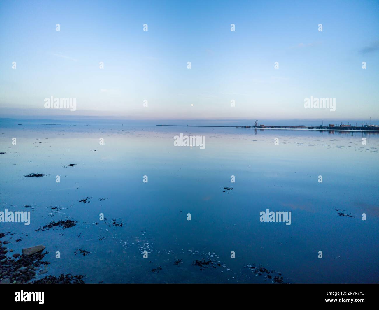 Beautiful evening on the river bank of the River Foyle at Culmore Point ...