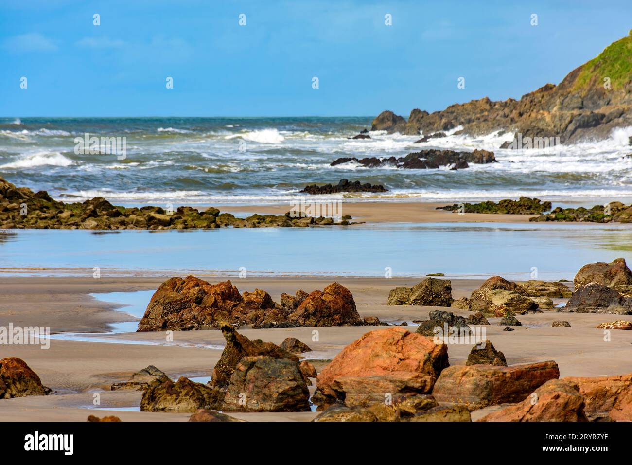 Deserted rocky beach called Prainha in Serra Grande, Bahia Stock Photo ...