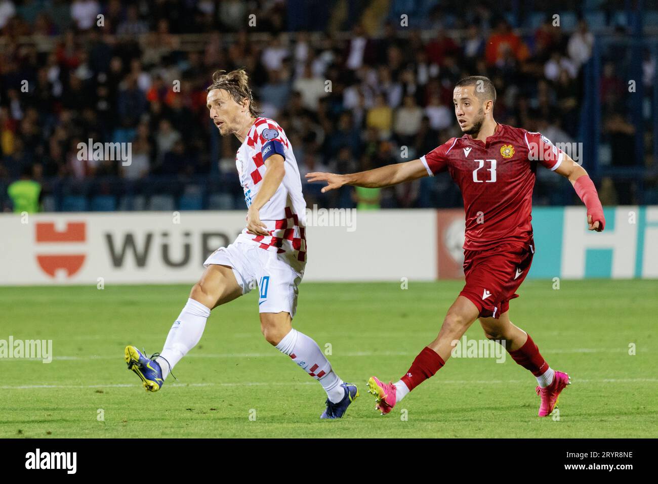 The soccer players compete during a football match between Croatia and ...