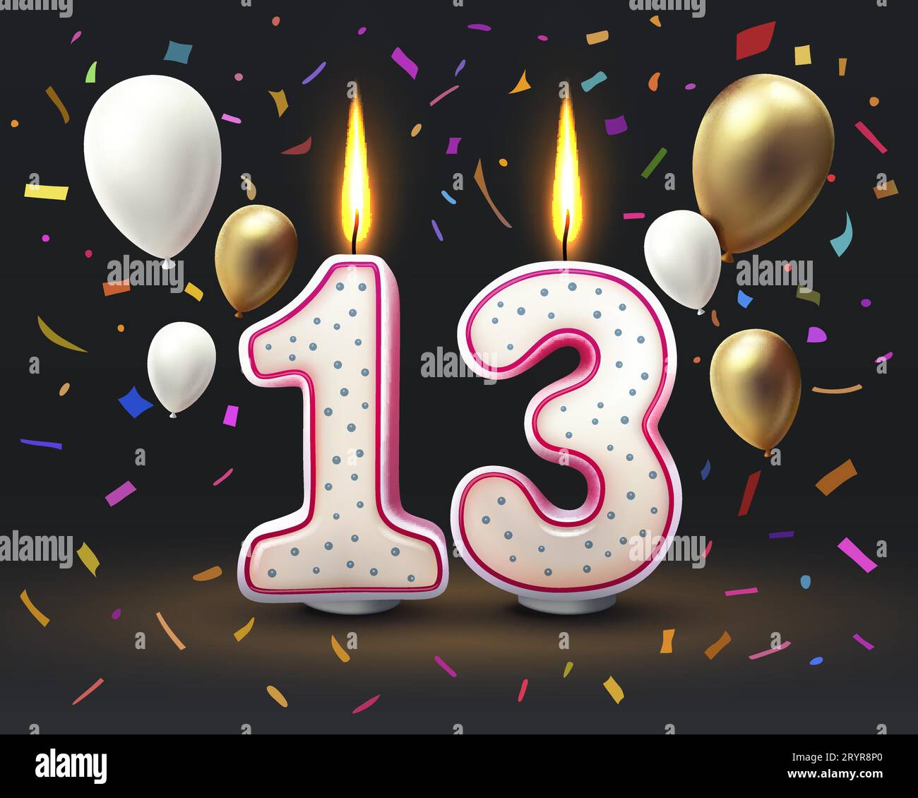 Birthday candle number 13 flame Stock Vector Images - Alamy