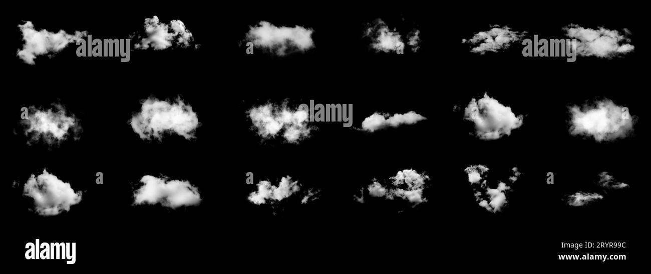 White cloud, sky space, smoke air, black background Stock Photo - Alamy