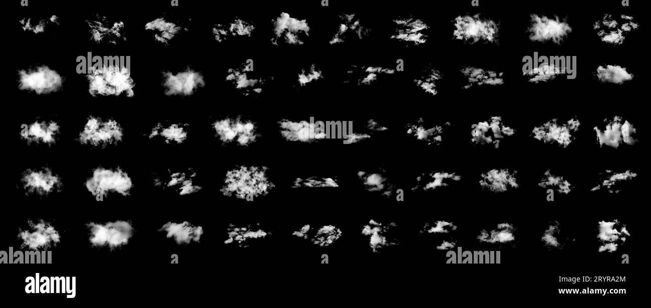 White cloud, sky space, smoke air, black background Stock Photo - Alamy