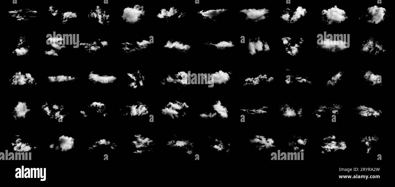 White cloud, sky space, smoke air, black background Stock Photo - Alamy