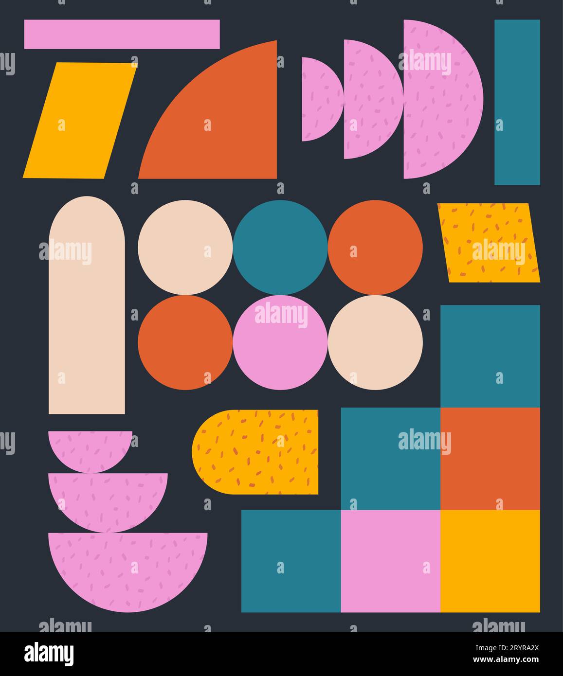 Naive brutalist sticker print. Groovy circle oval rectangle typography ...