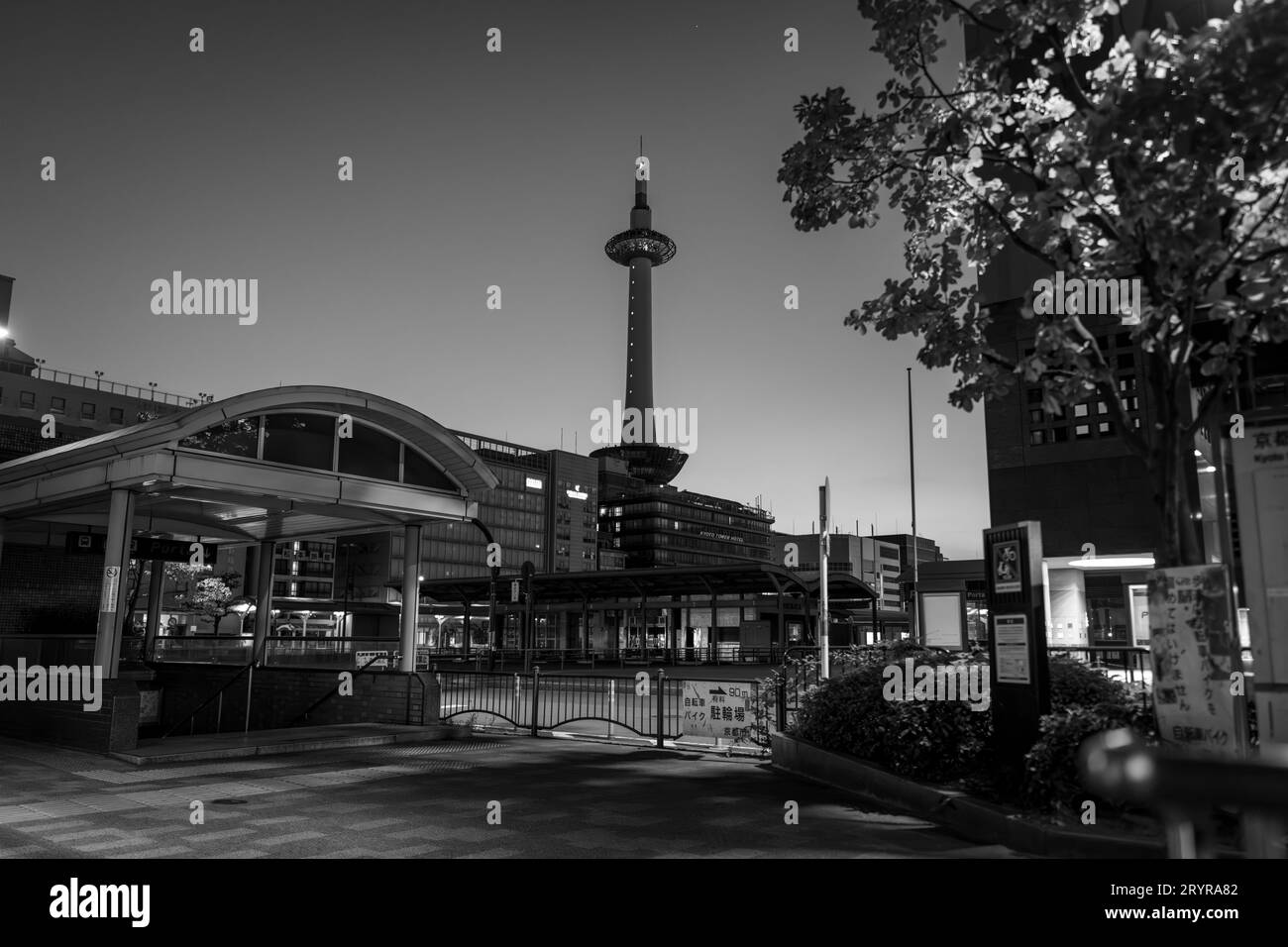 Clock tower and walkway Black and White Stock Photos & Images - Alamy