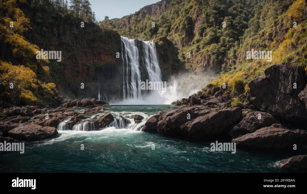 Awe-inspiring waterfall captured in sharp detail, the water's movement ...