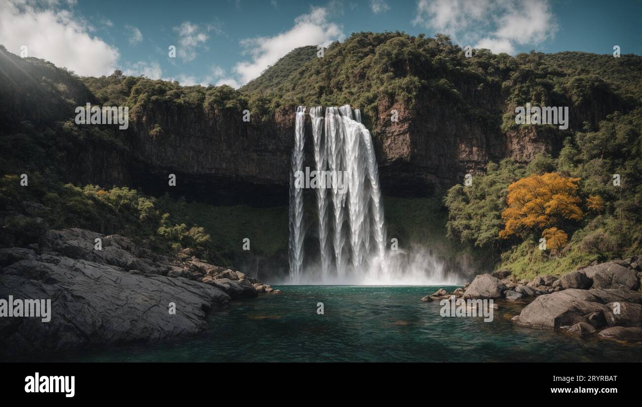 Awe-inspiring waterfall captured in sharp detail, the water's movement ...