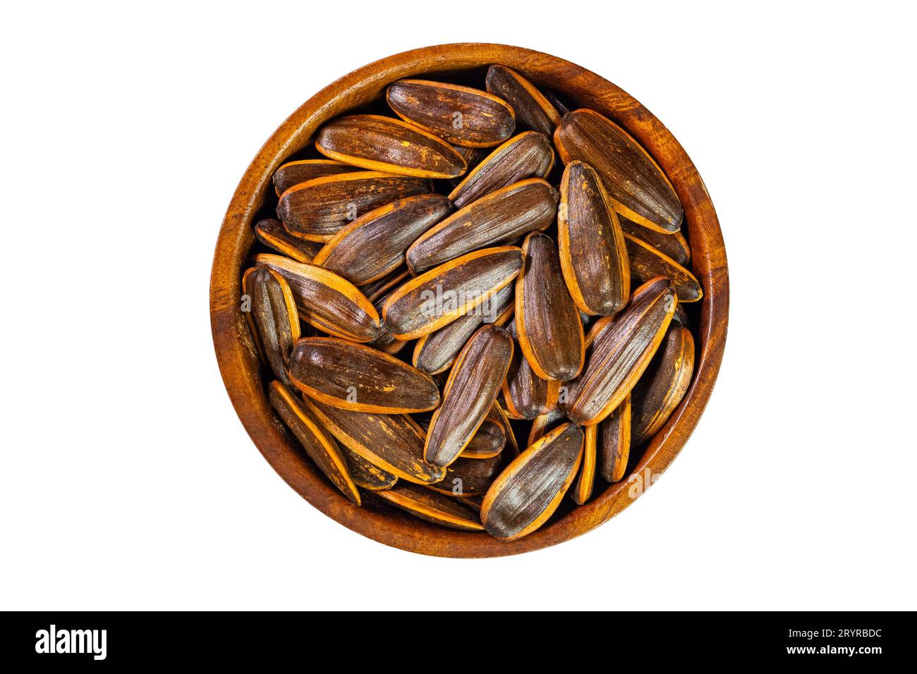 Top view closeup pile of salty roasted sunflower seeds with shell in ...