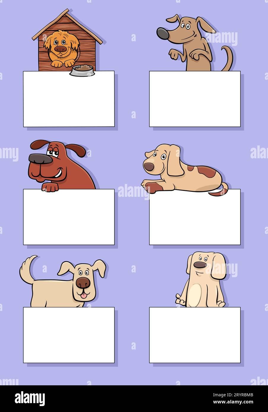 Cartoon illustration of dogs and puppies animal characters with blank ...