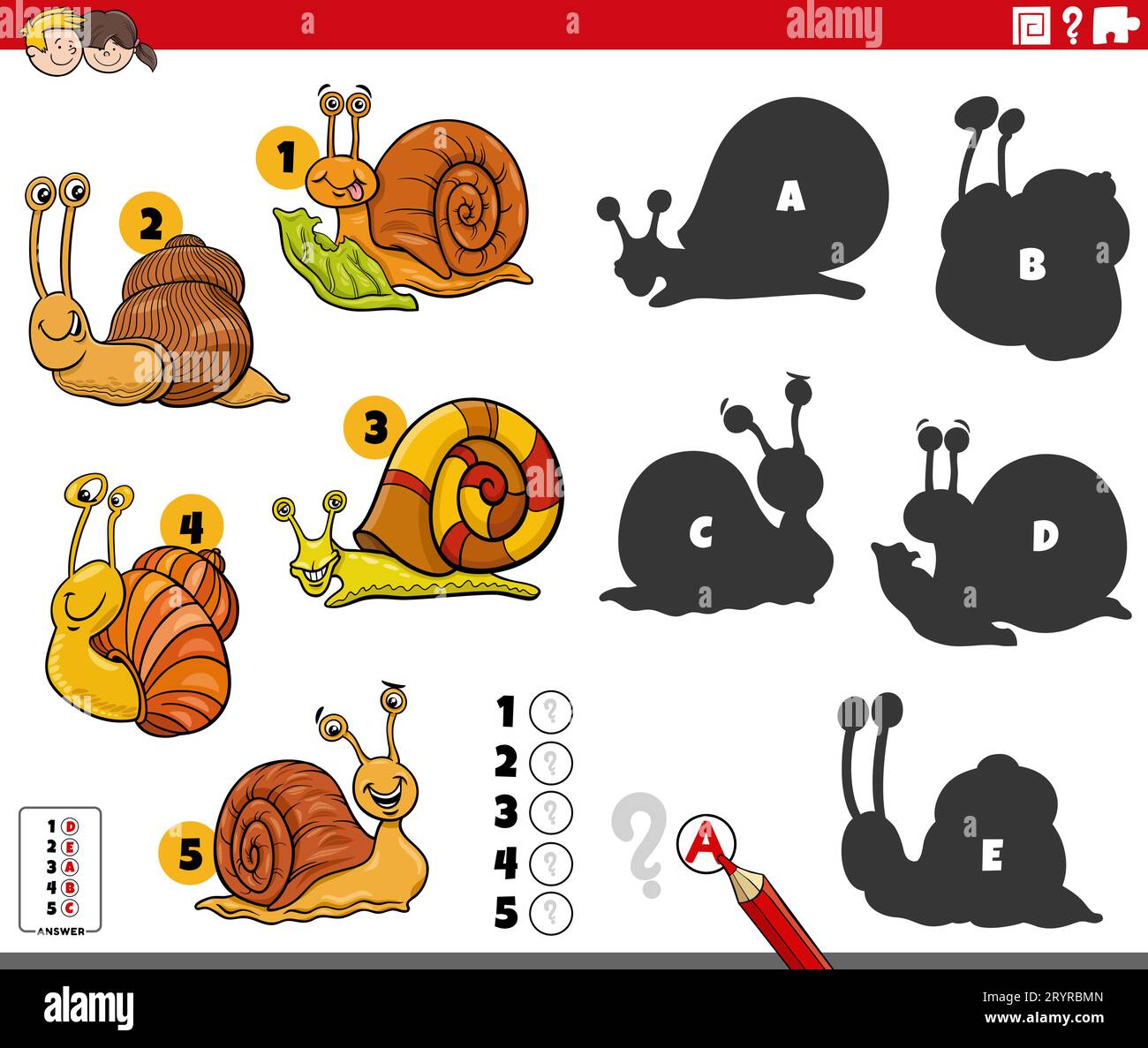 Cartoon illustration find shadow educational hi-res stock photography ...